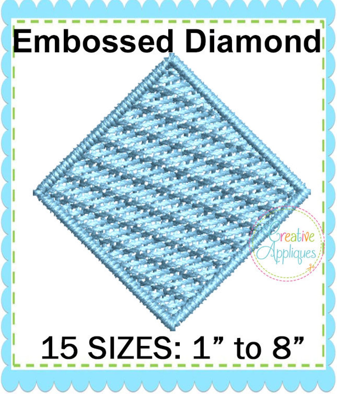 Embossed Diamond Monogram Frame Digital Machine Embroidery Design 15 ...