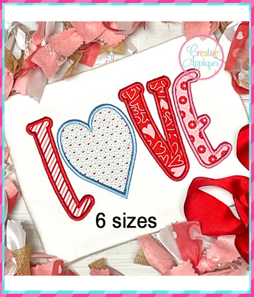Love Heart Digital Machine Embroidery Applique Design 6 Sizes, Love ...