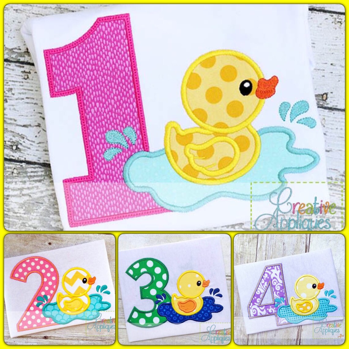 Rubber Ducky Duck Birthday Number Set 1 Thru 4 Digital Machine | Etsy