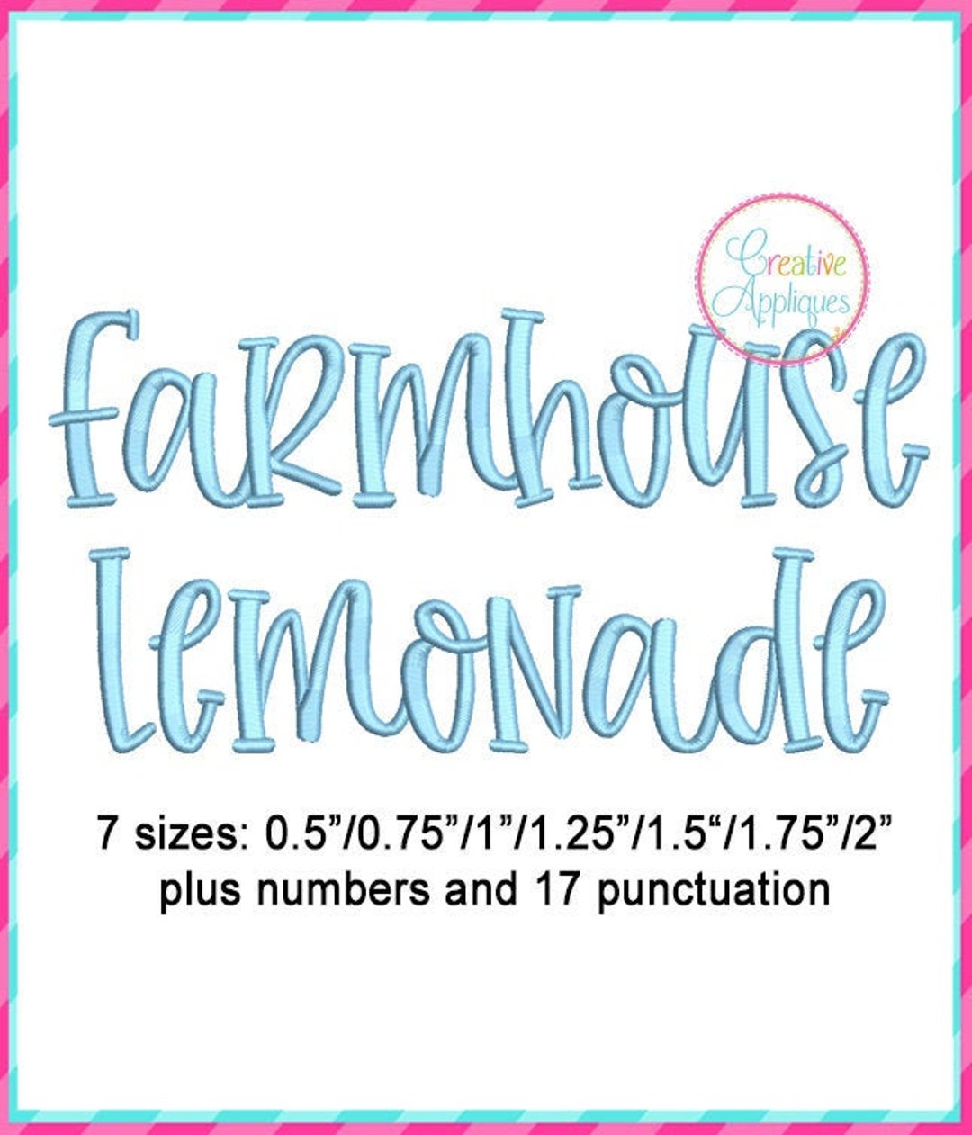 7 Sizes Farmhouse Lemonade Embroidery Alphabet Font Digital Machine ...