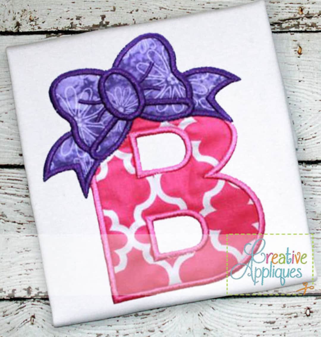 B Bow Alphabet Letter B Applique Machine Embroidery Design 4 Sizes, Bow ...