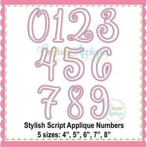 Stylish Script Numbers Birthday Set Applique Digital Machine Embroidery ...