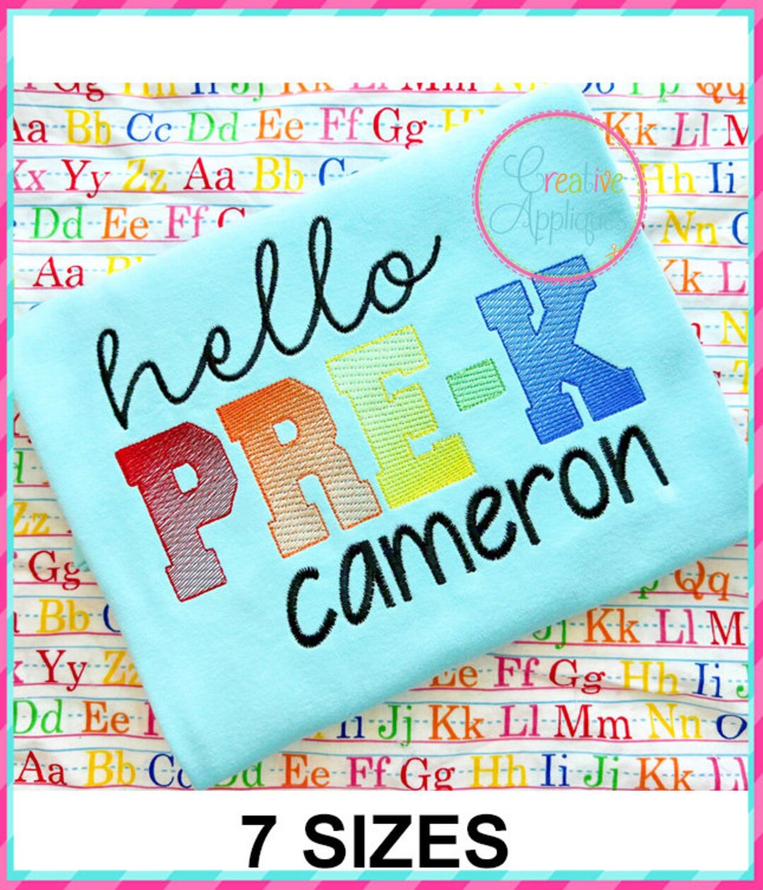 Hello Pre-k Digital Machine Embroidery Design 8 Sizes, Sketch Stitch ...