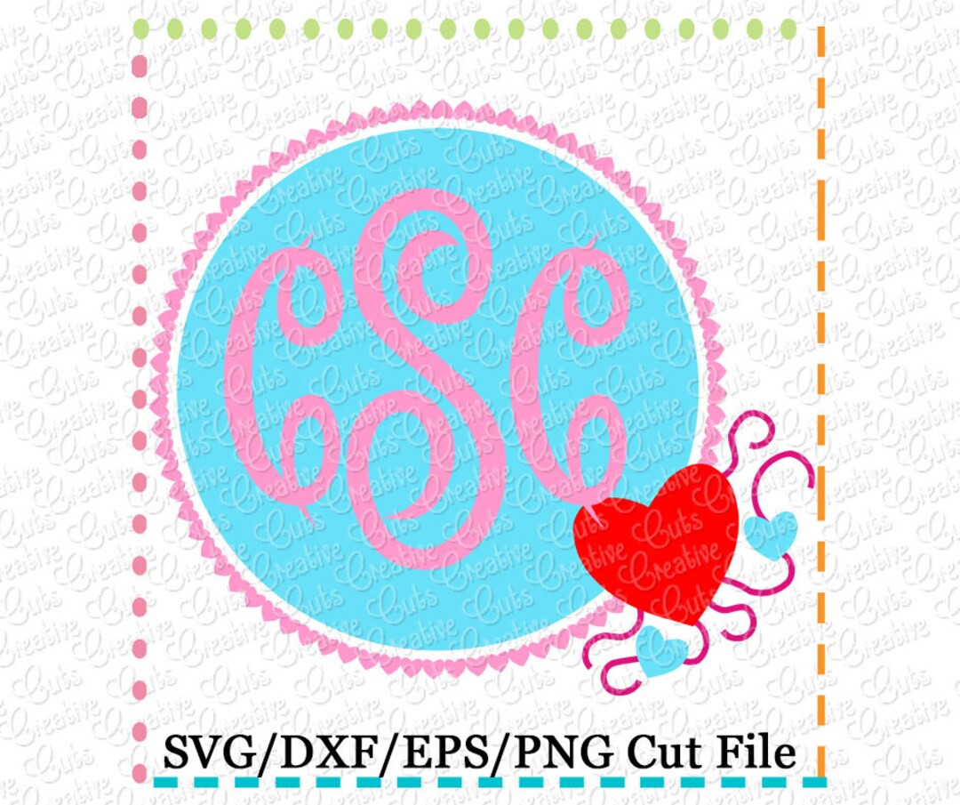 Hearts Valentine Monogram Frame SVG Cutting File, Hearts Cut File ...