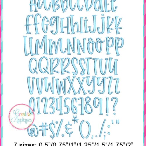 7 SIZES Zazzle Embroidery Alphabet Font Digital Machine - Etsy