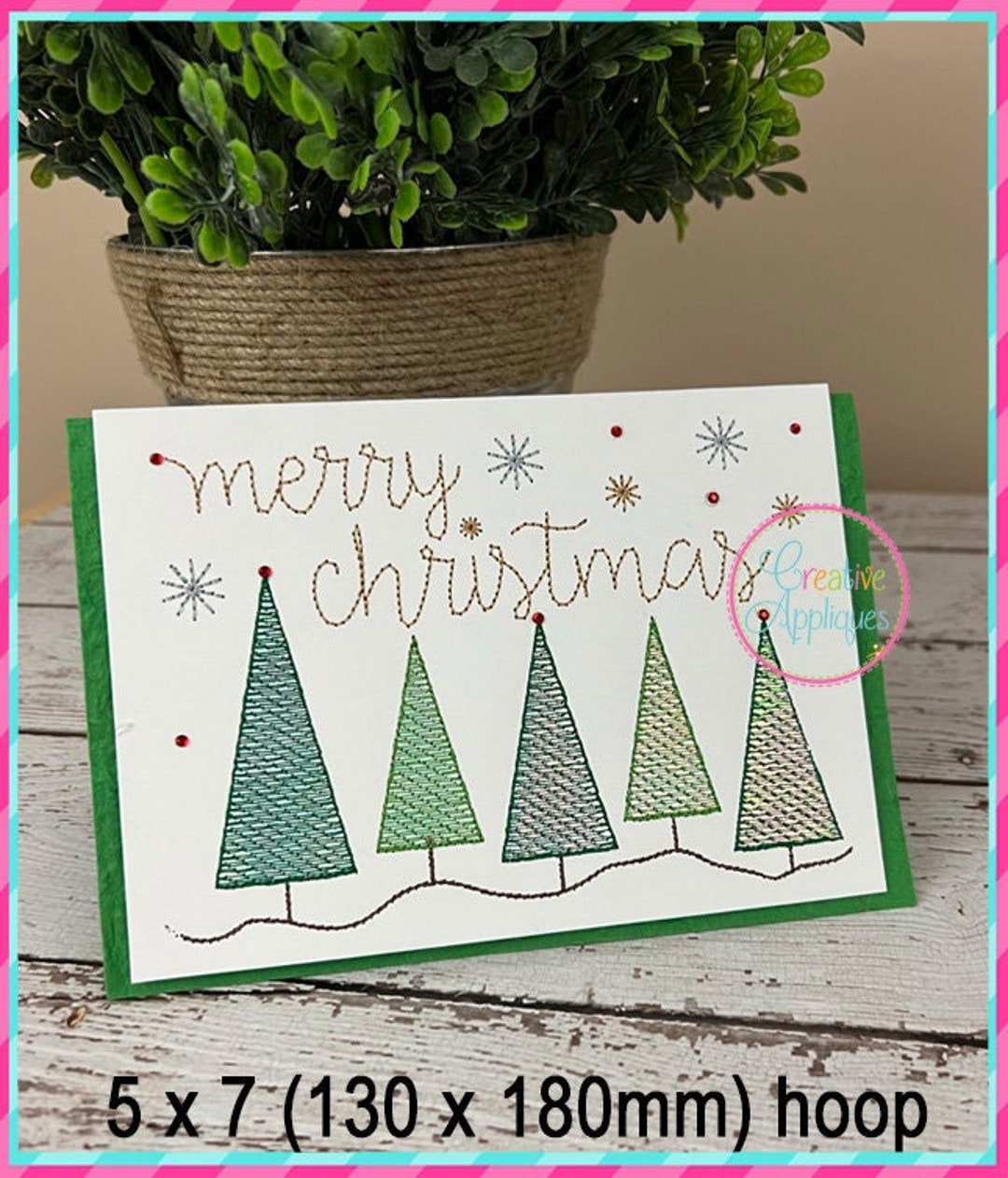Merry Christmas Card Embroidery Machine Design, Embroidery on Paper ...