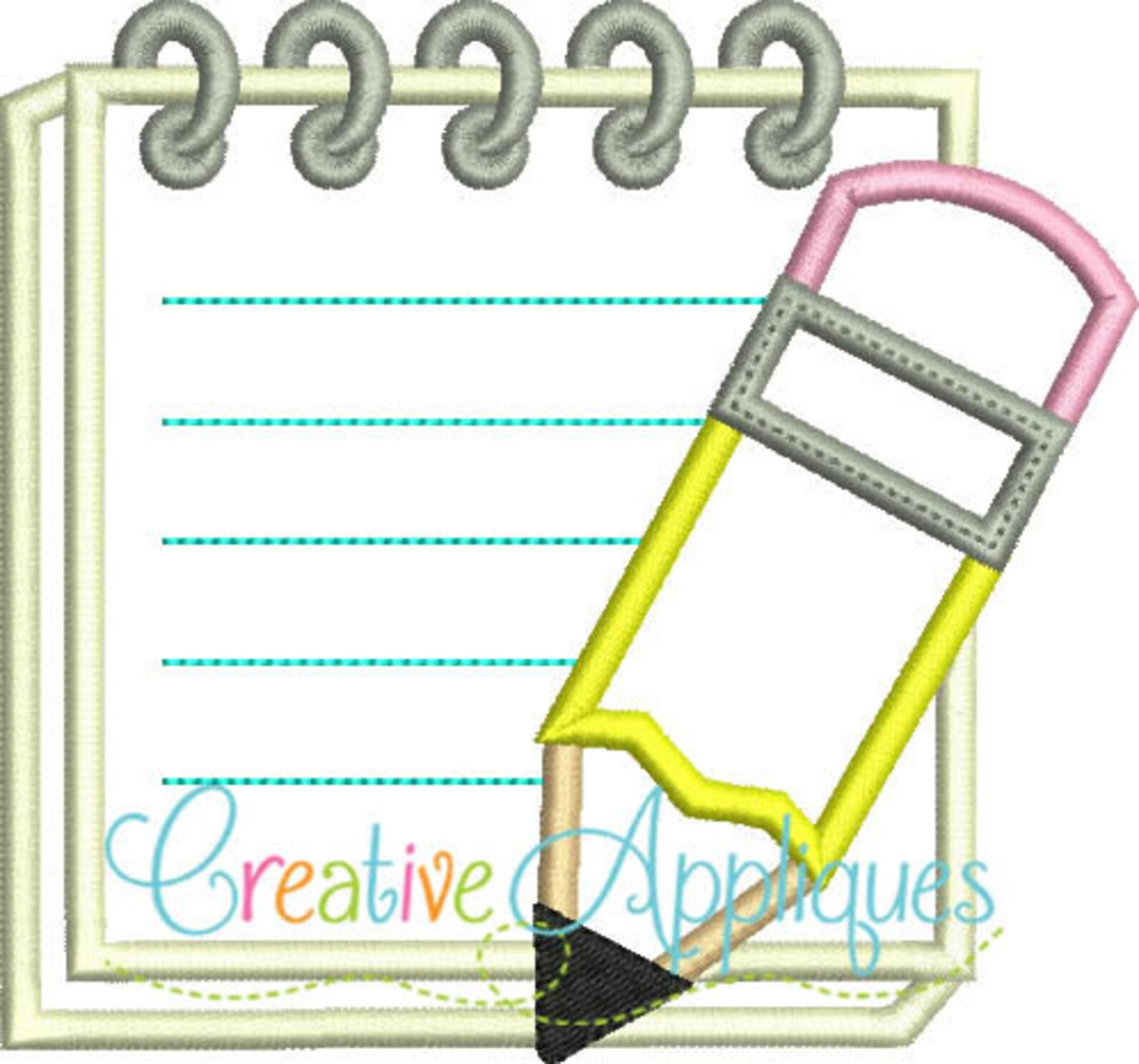 Pencil Notebook Digital Machine Embroidery Applique Design 4 - Etsy