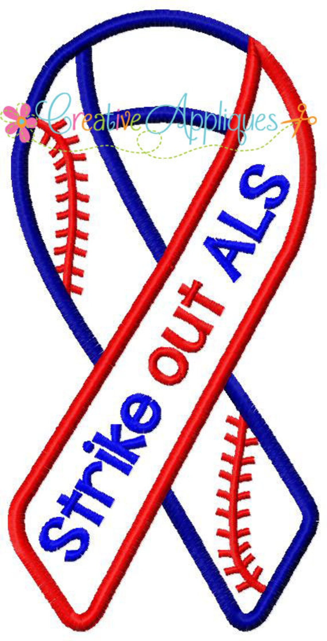 Strike Out ALS Ribbon Digital Machine Embroidery Applique Design 4 ...