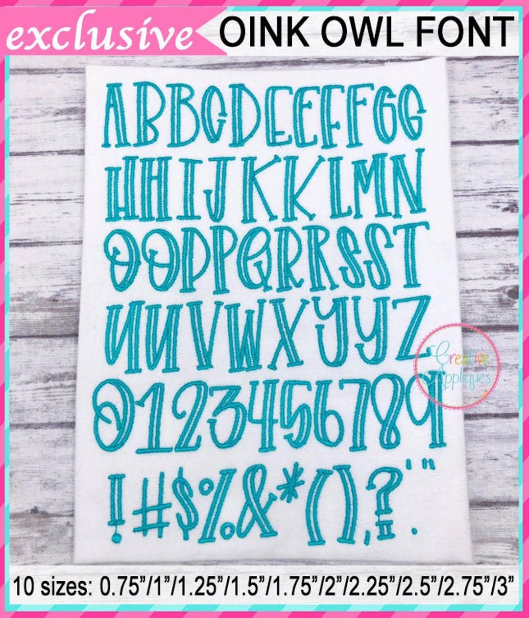 EXCLUSIVE! 10 Sizes Oink Owl Embroidery Alphabet Font Digital Machine ...