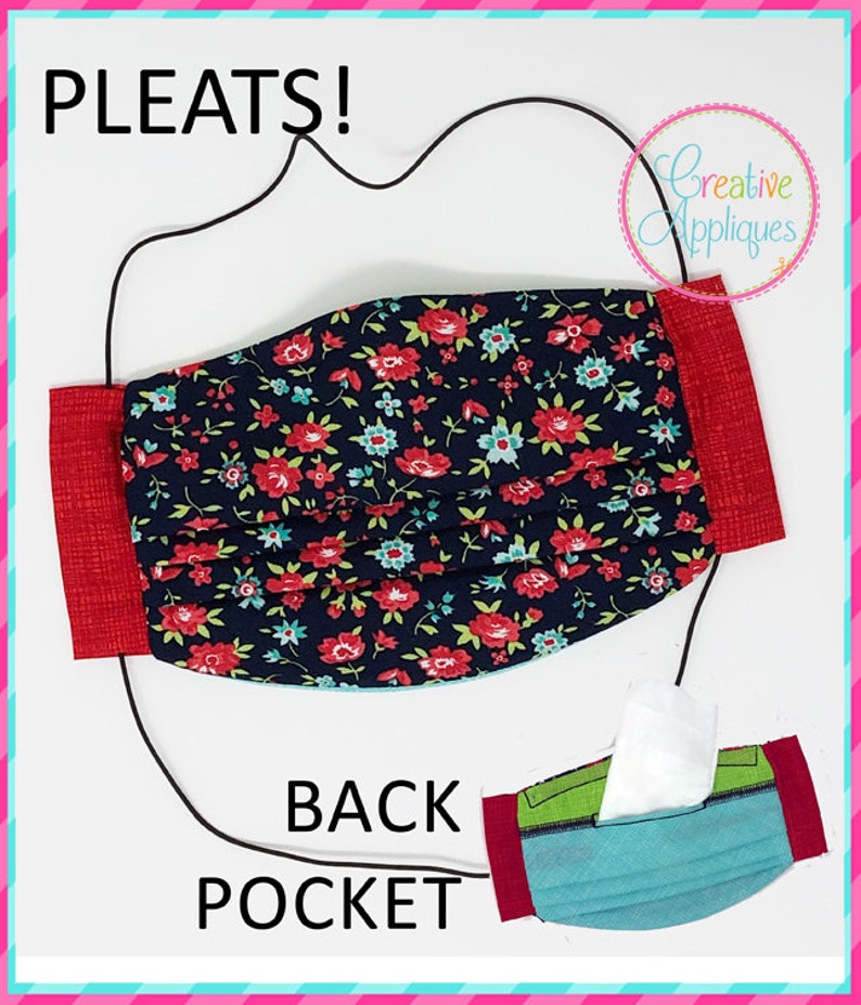 4 SIZES! in the Hoop Face Mask Digital Machine Embroidery Design ...