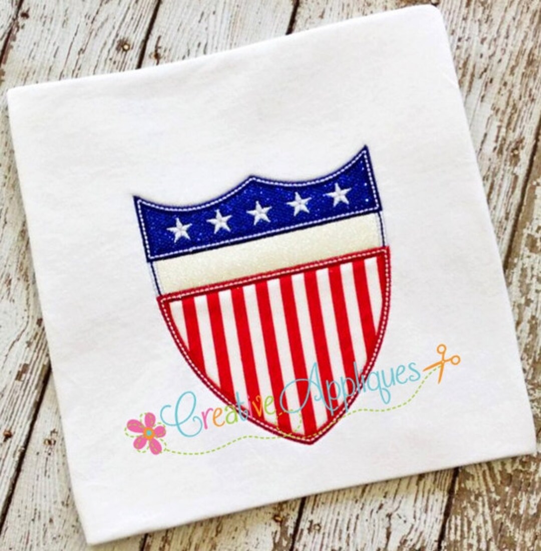 American Shield Frame Patch Digital Machine Embroidery Applique Design ...