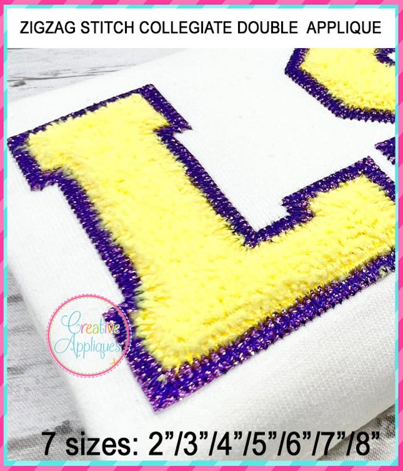 Zigzag Stitch Double Applique Collegiate Alphabet Letters A Thru Z ...