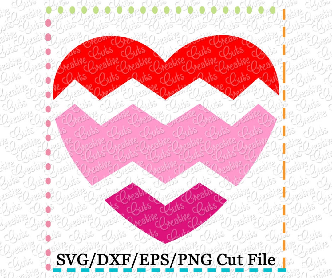 Chevron Heart Valentine SVG Cutting File, Valentine Svg, Valentines Cut ...