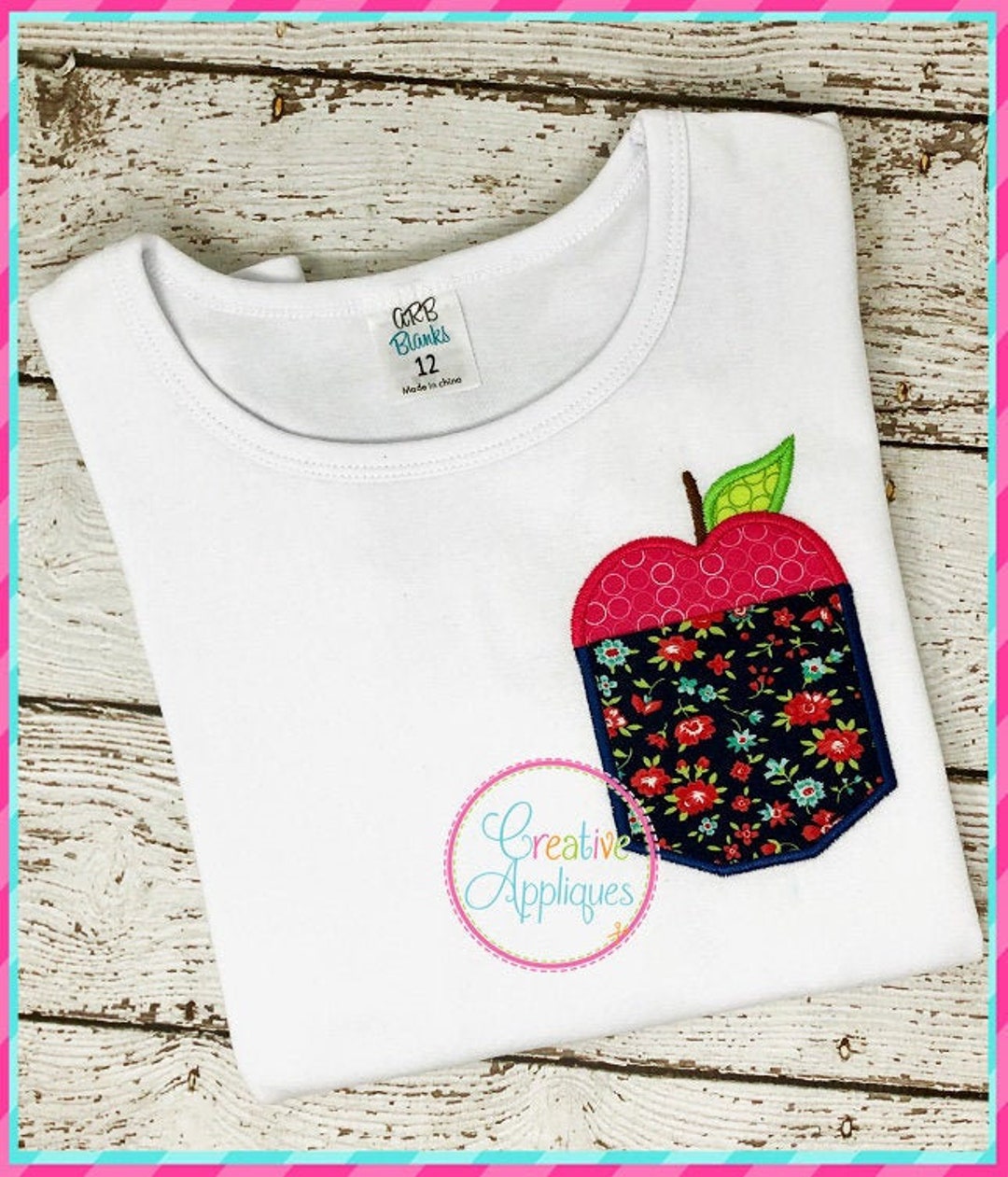 Apple Pocket Applique Machine Embroidery Design 9 Sizes, in the Hoop ...