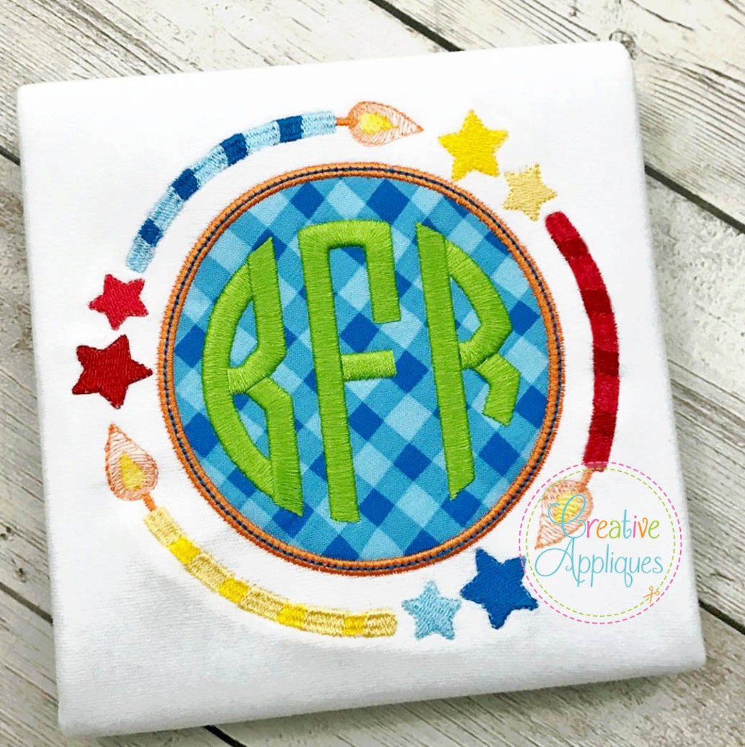 Birthday Monogram Frame Applique Digital Machine Embroidery Design 4 ...