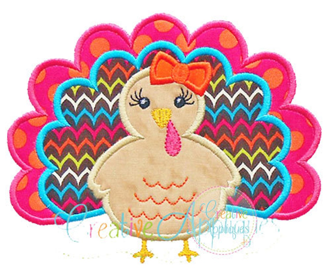 Turkey Girl Princess Diva Monogram Applique Digital Machine Embroidery ...