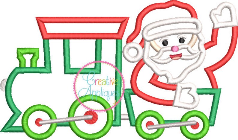 Christmas Santa Train Applique Digital Machine Embroidery Design 5 ...