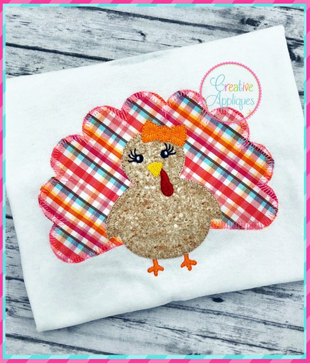 Blanket Stitch Turkey Girl Applique Digital Machine Embroidery Design 4 ...