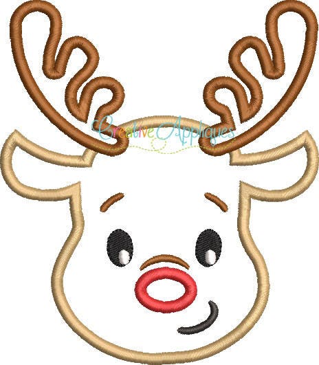 Reindeer Applique 4 Sizes Digital Machine Embroidery Design, Reindeer ...