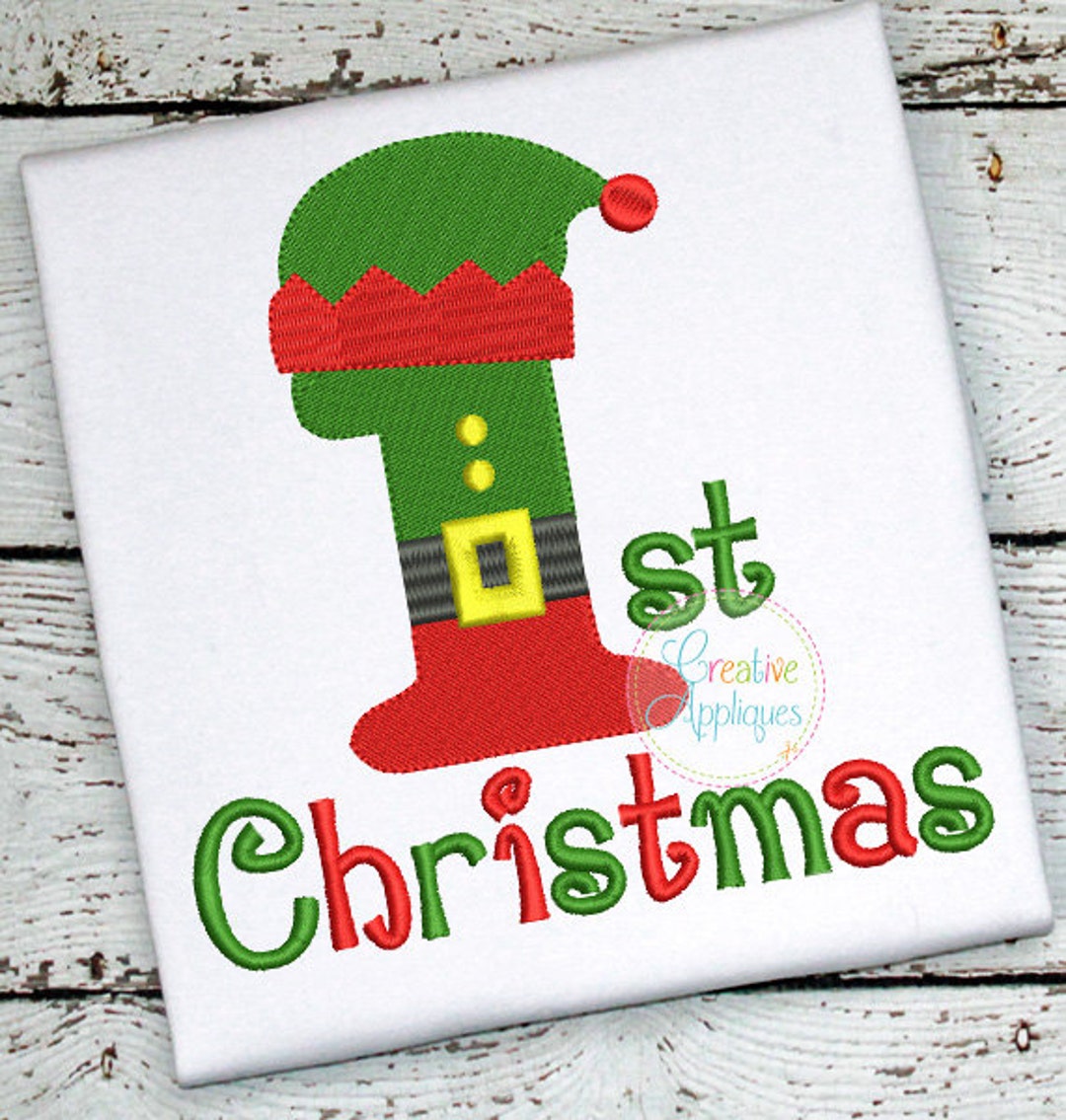 1st Christmas Elf Embroidery Design Machine Embroidery 4 Size, 1st ...