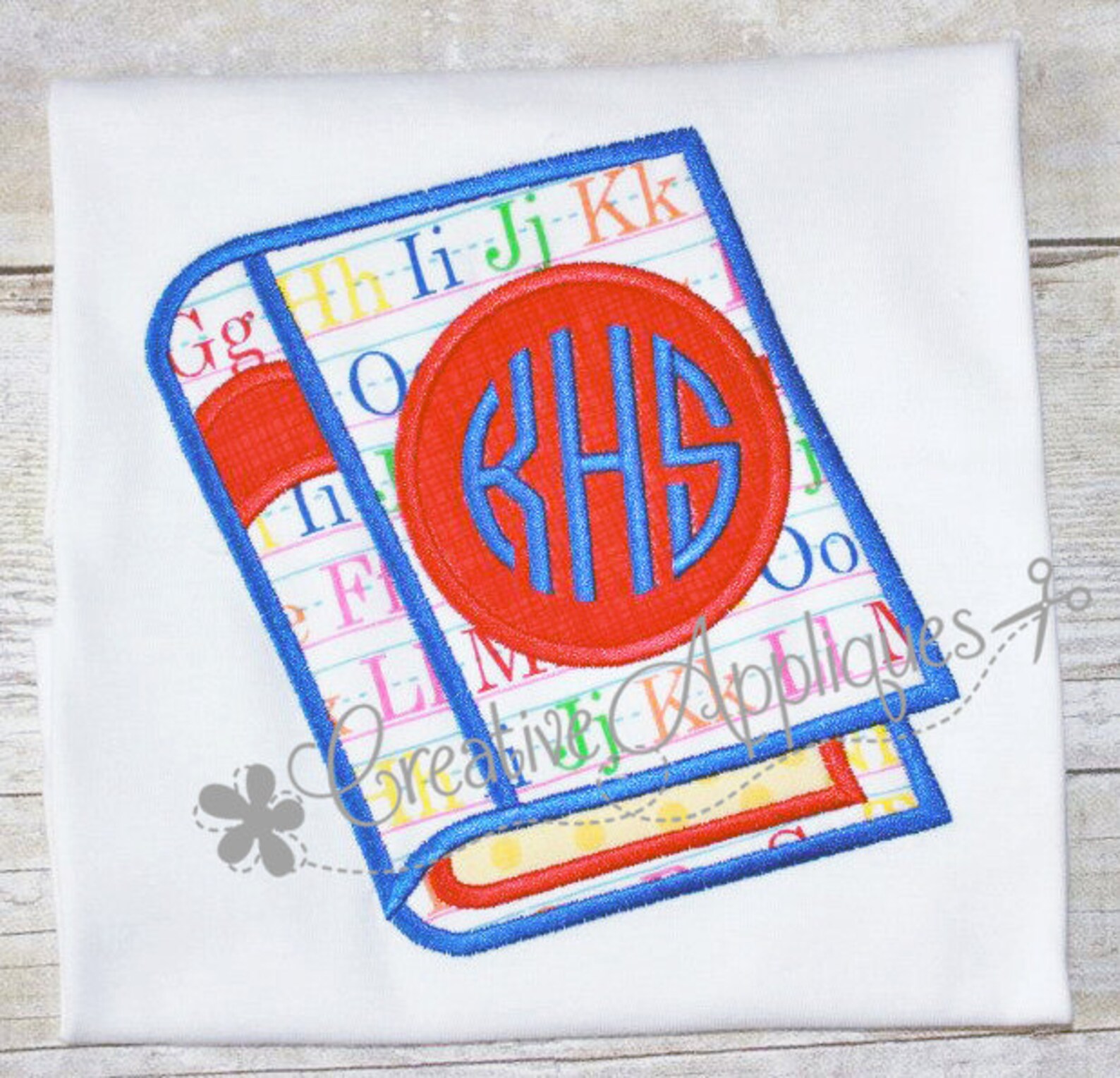 Book Monogram Digital Machine Embroidery Applique Design 4 Sizes - Etsy