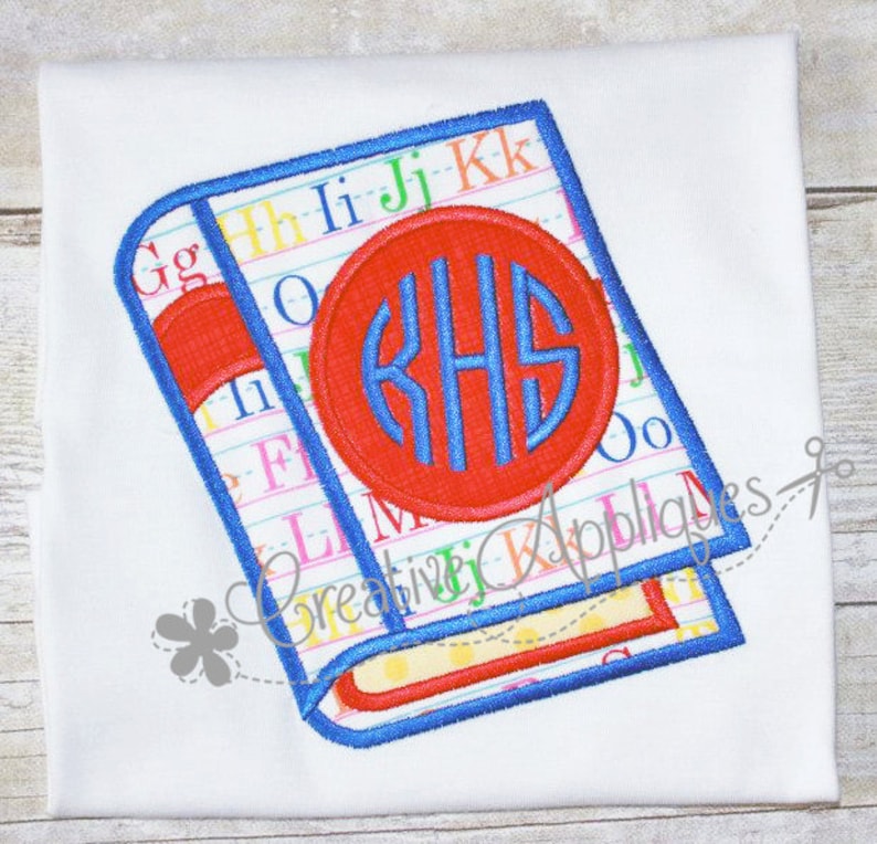 Book Monogram Digital Machine Embroidery Applique Design 4 | Etsy