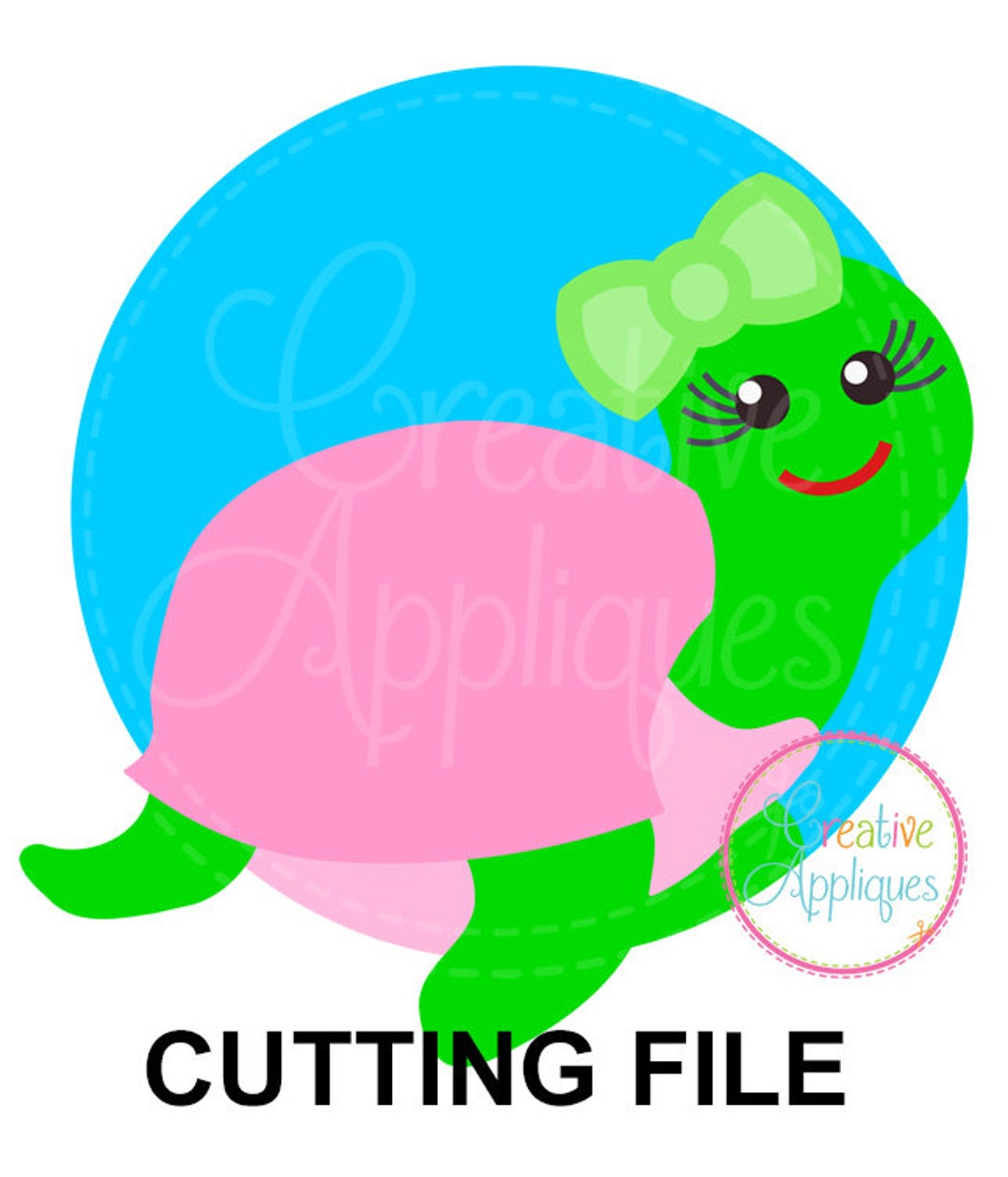Girl Sea Turtle Circle SVG Cutting File, Sea Turtle Cut File, Sea ...
