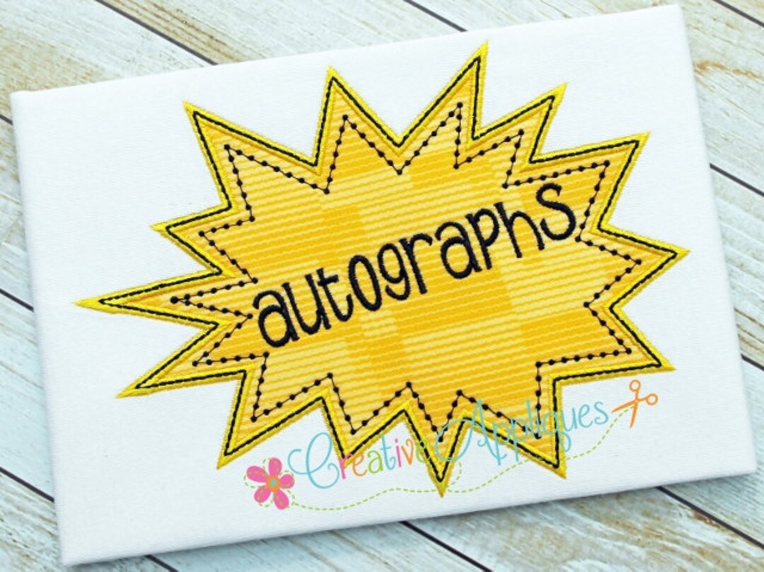 Autograph Frame Digital Machine Embroidery Applique Design 4 Sizes - Etsy