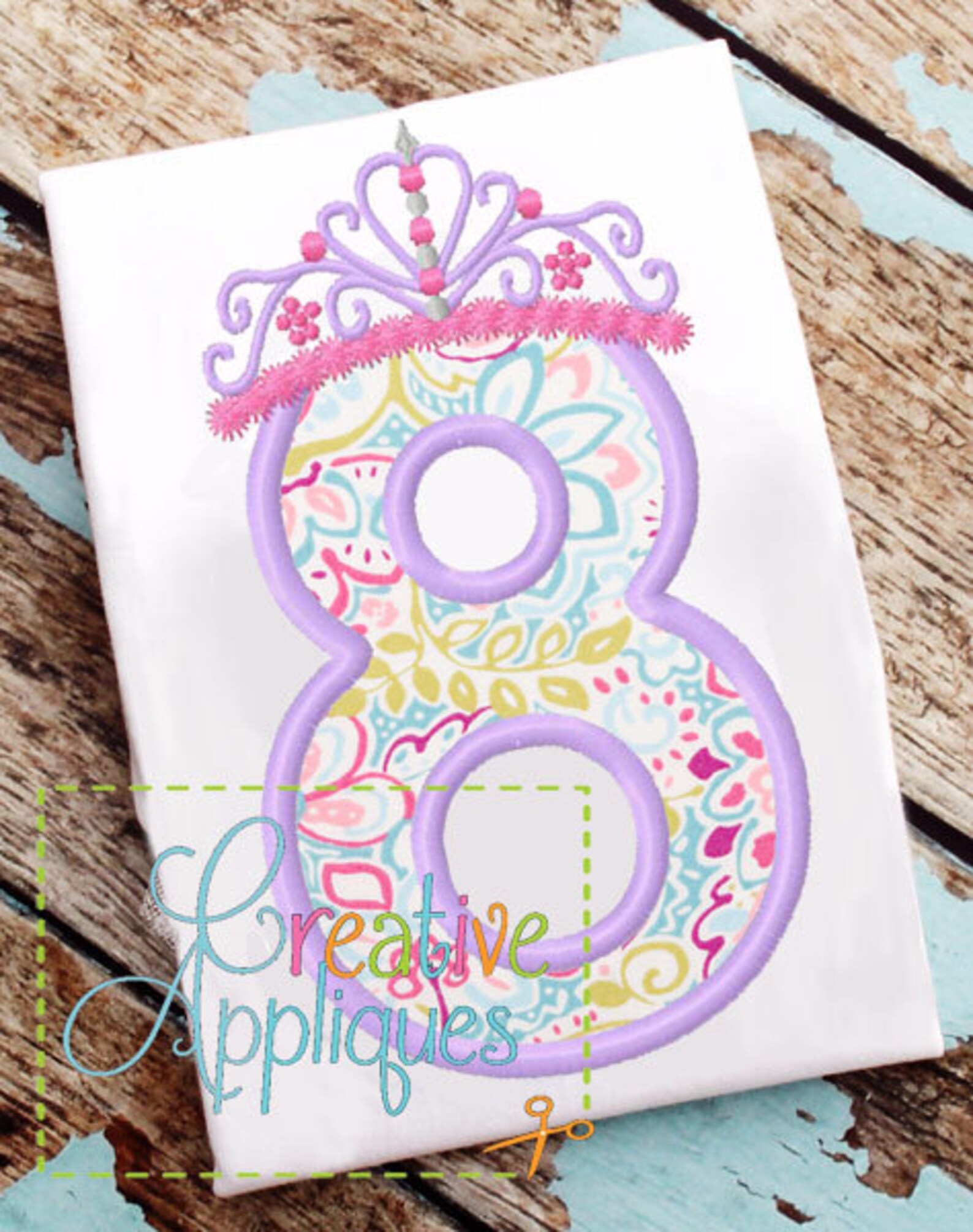 Princess Crown Birthday Number 8 Machine Embroidery Applique Design 4 ...