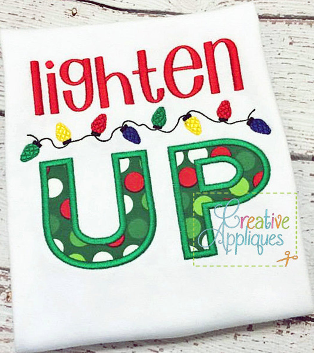 Lighten up Lights Christmas Digital Machine Embroidery Applique Design ...