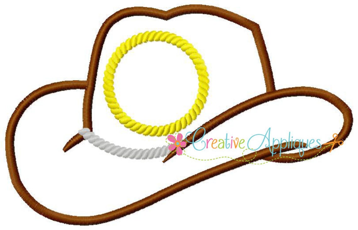 Monogram Cowboy Hat Digital Machine Embroidery Applique Design 4 Sizes ...