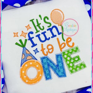 It's Fun to Be One First Birthday Embroidery Digital Machine Embroidery ...