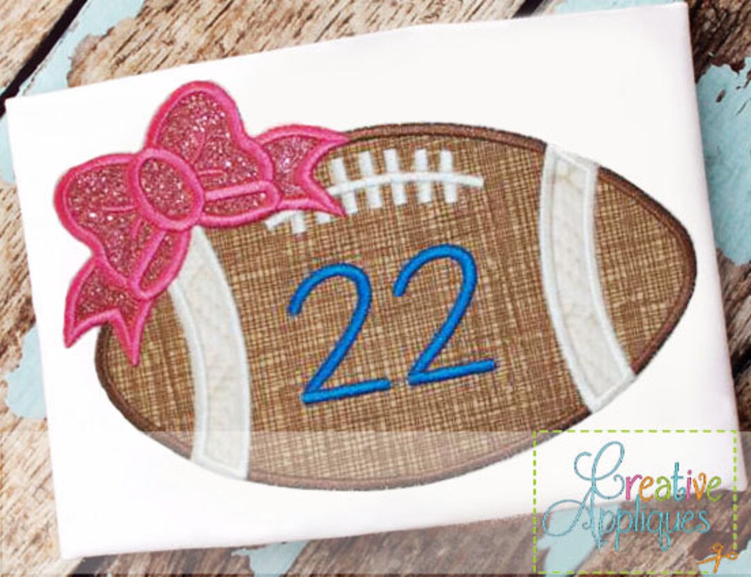 Football Bow Monogram Applique Digital Machine Embroidery Design 4 ...