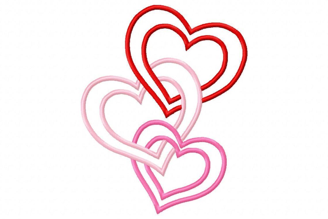 Interlocking Hearts Applique Design, Machine Embroidery Design ...