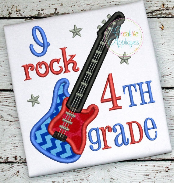 I Rock 4th Fourth Grade Digital Machine Embroidery Applique - Etsy