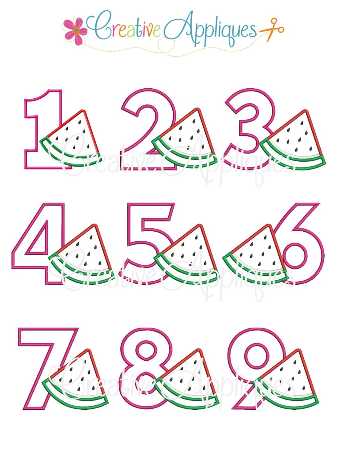 Watermelon Number Birthday Applique Machine Embroidery Design - Etsy