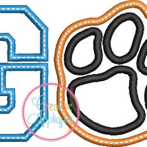 GO Paw Applique Digital Machine Embroidery Design 4 Sizes, Football ...