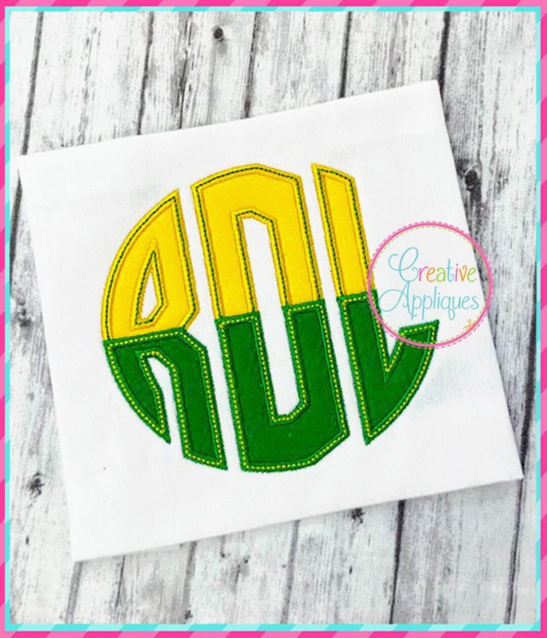 Split 3 Letter Circle Applique Monogram Embroidery Alphabet Font ...