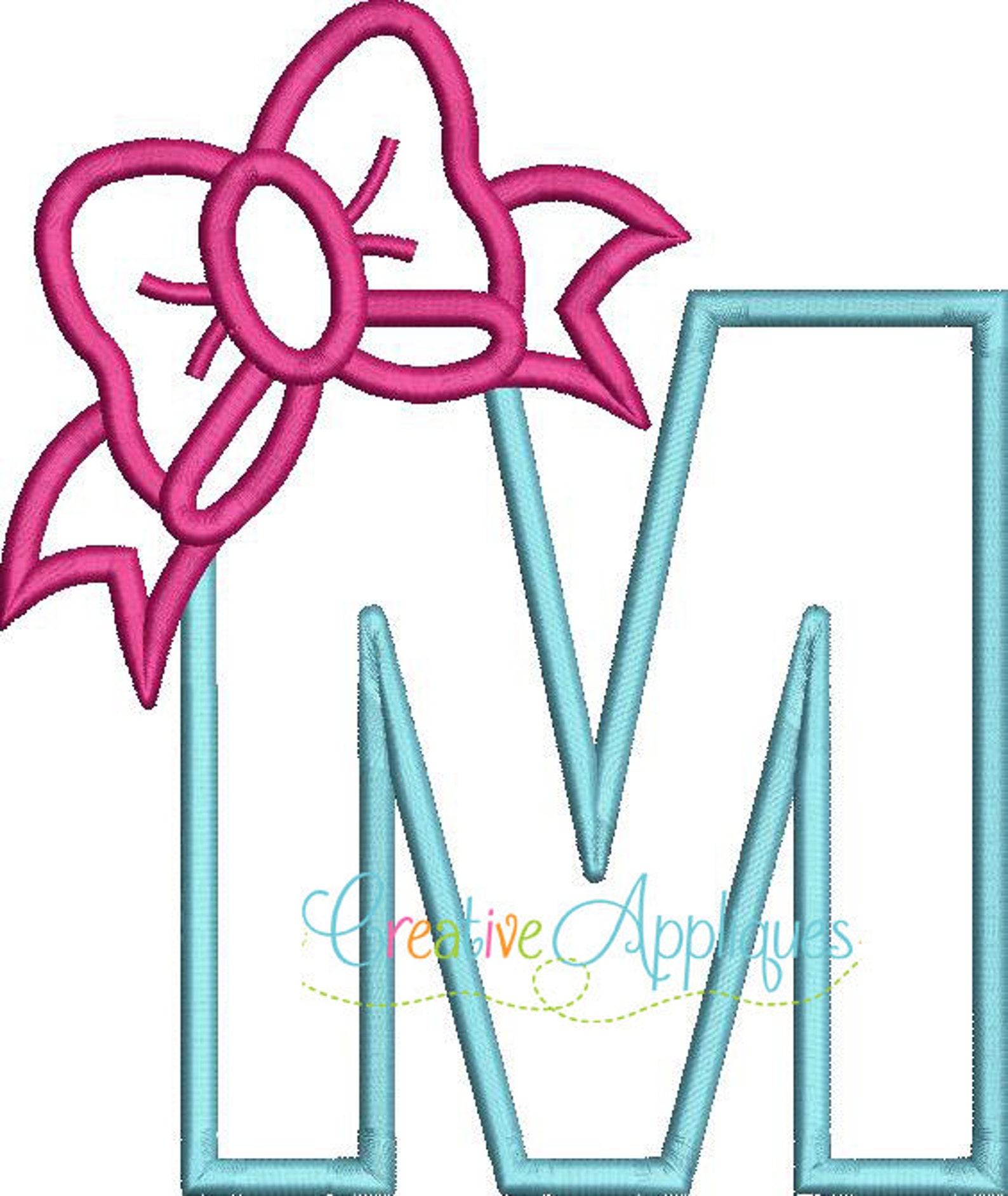 M Bow Letter M Applique Machine Embroidery Design 4 Sizes Bow - Etsy