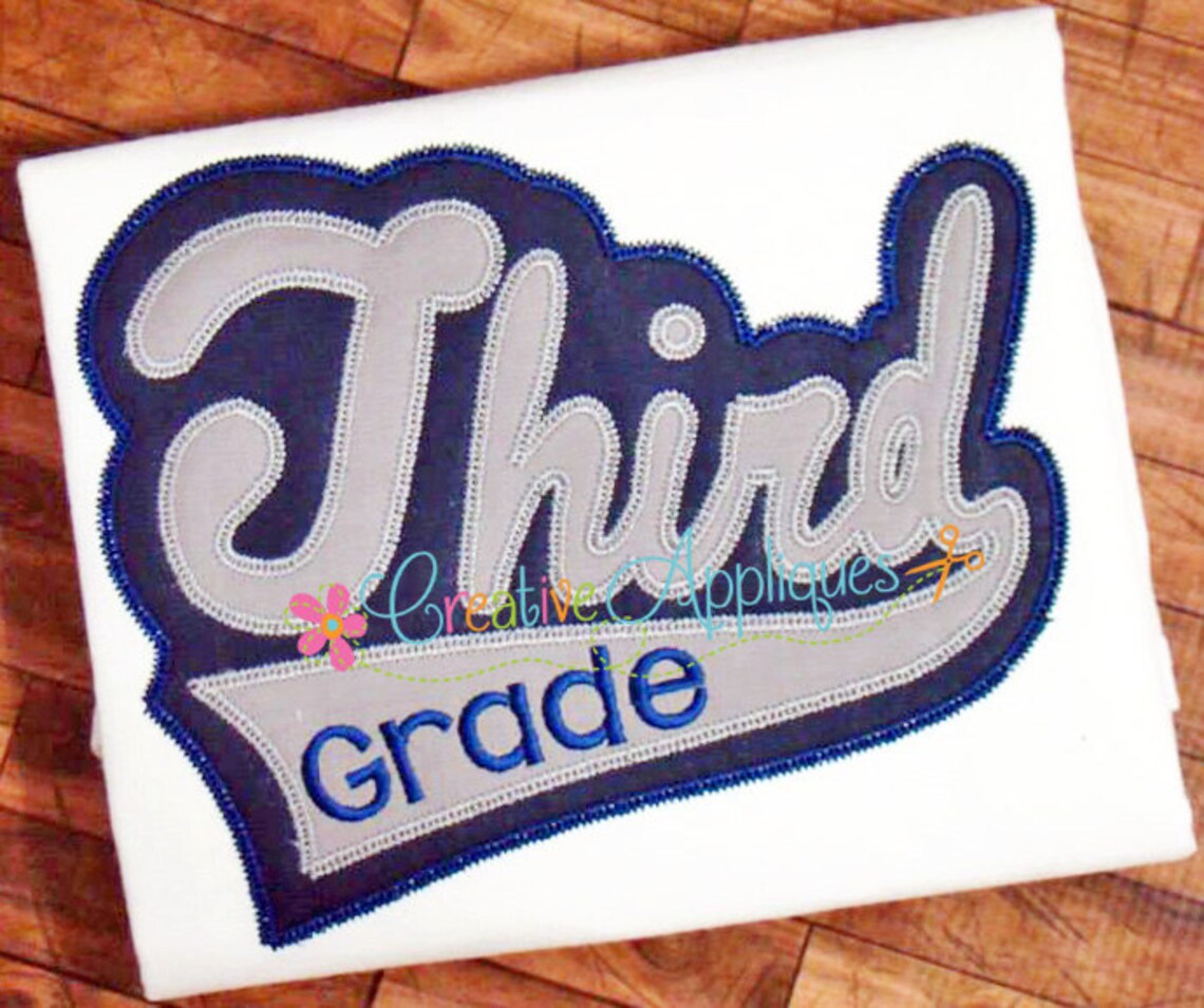 Third Grade Digital Machine Embroidery Applique Design 3 Sizes - Etsy