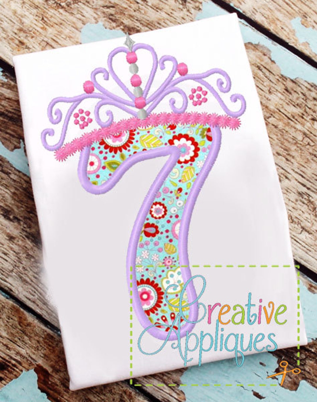 Princess Crown Birthday Number 7 Machine Embroidery Applique Design 4 ...