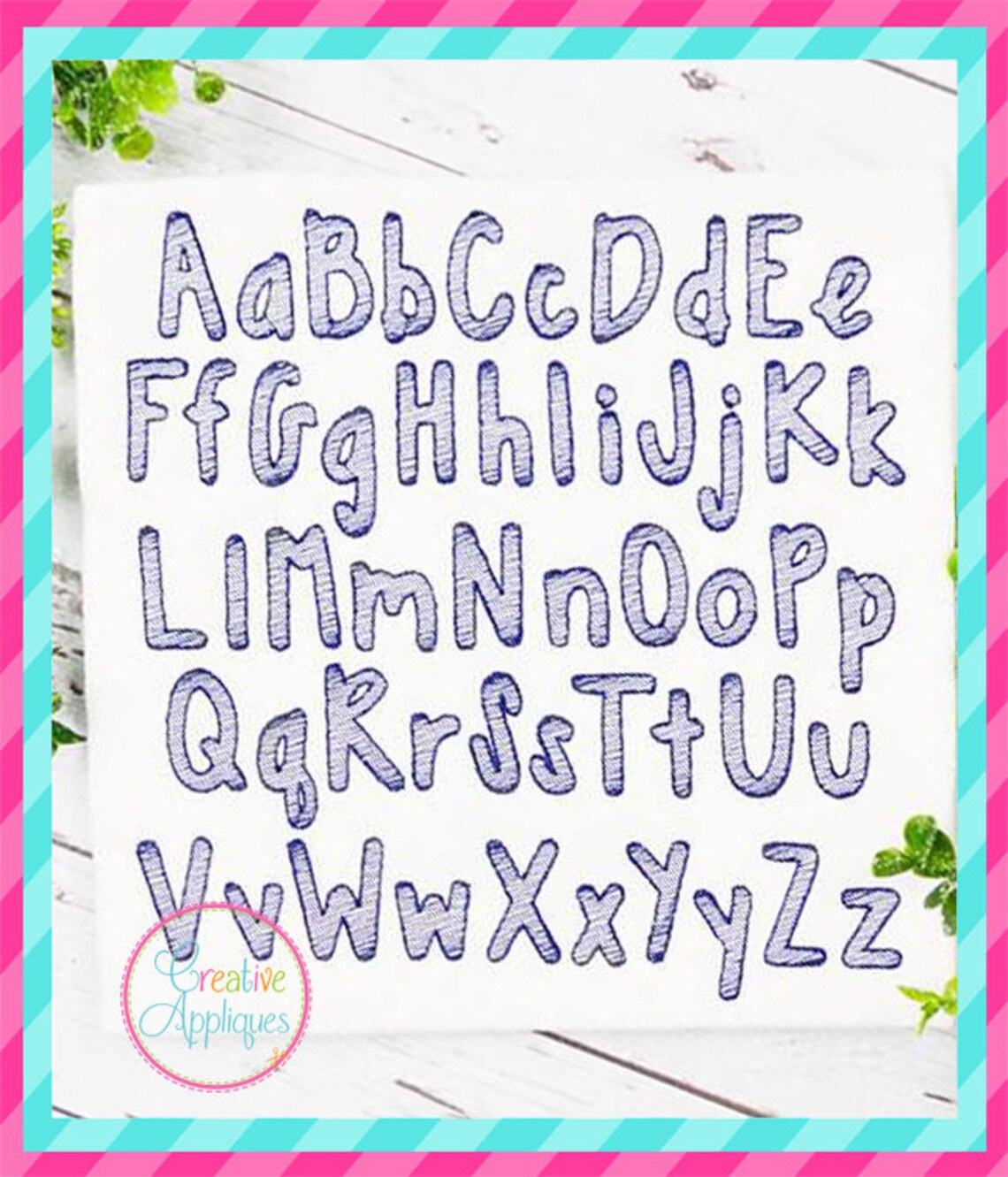 10 Sizes Sketch Embroidery Alphabet Font Digital Machine - Etsy