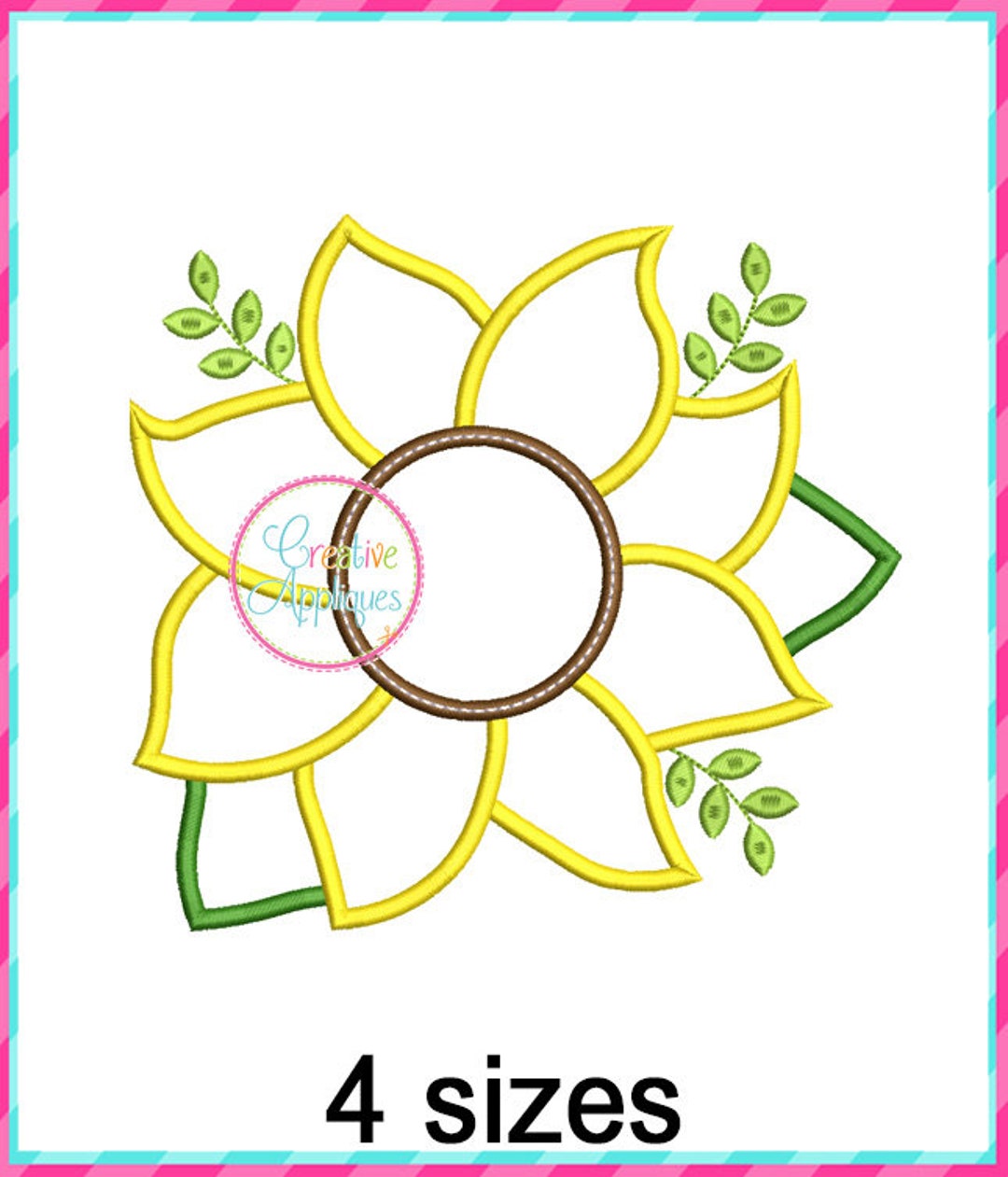 Sunflower Embroidery Machine Applique Design 4 Sizes, Sunflower ...