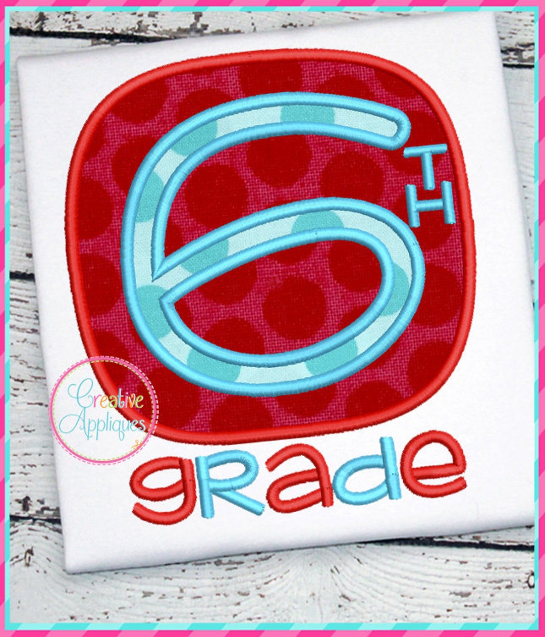 6th Grade Applique Design Digital Machine Embroidery Applique Design 4 ...