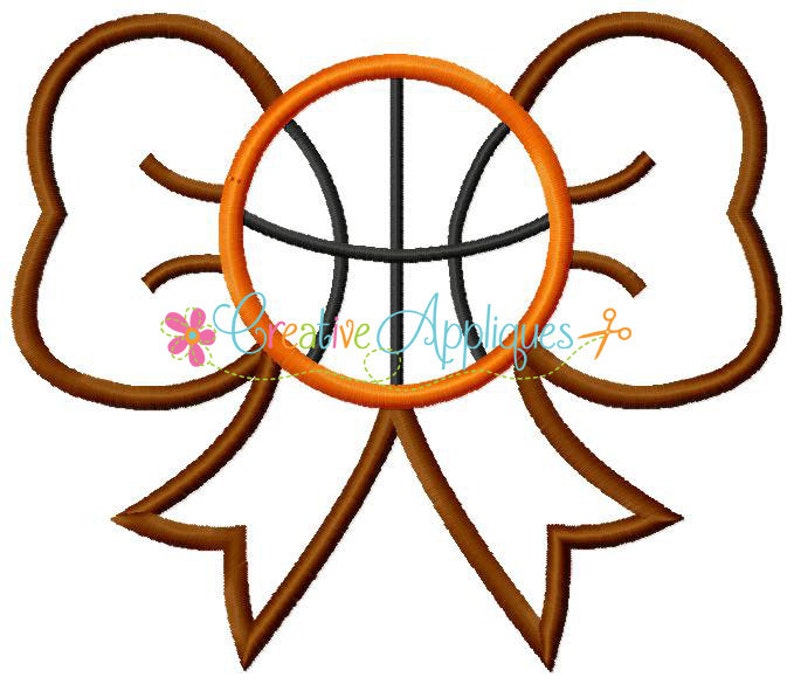 Basketball Bow Digital Machine Embroidery Applique Design 4 Sizes - Etsy