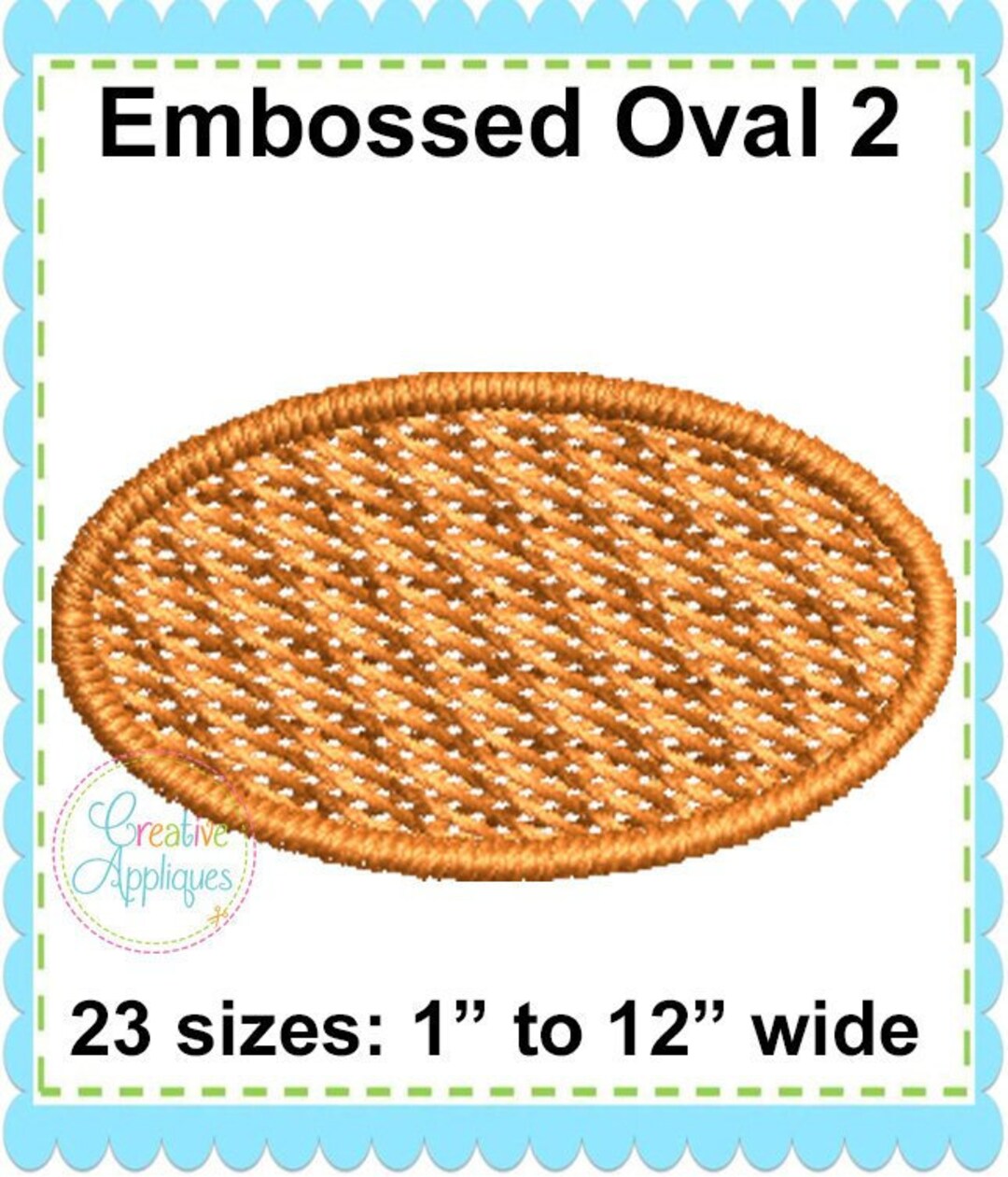 Embossed Oval Monogram Frame Digital Machine Embroidery Design 23 Sizes ...