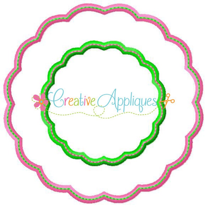 Double Scallop Monogram Frame Digital Machine Embroidery Applique ...