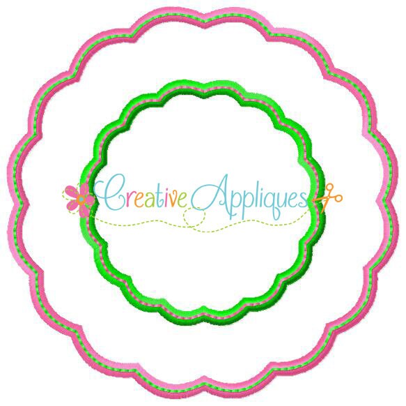 Double Scallop Monogram Frame Digital Machine Embroidery - Etsy
