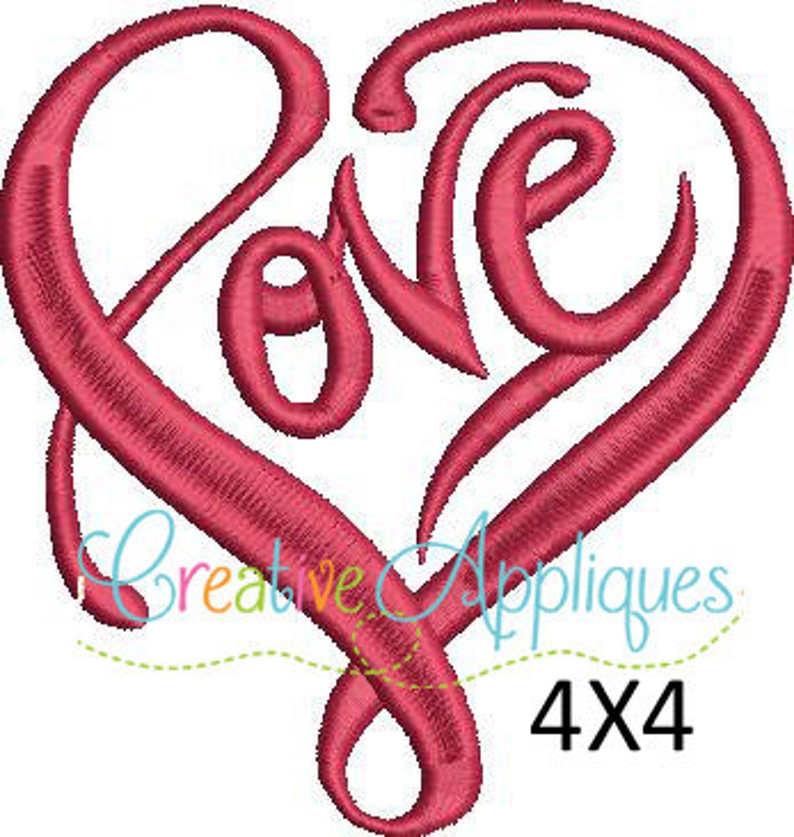 Love Heart Digital Machine Embroidery Design 4 Sizes - Etsy