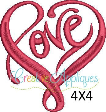 Love Heart Digital Machine Embroidery Design 4 Sizes | Etsy